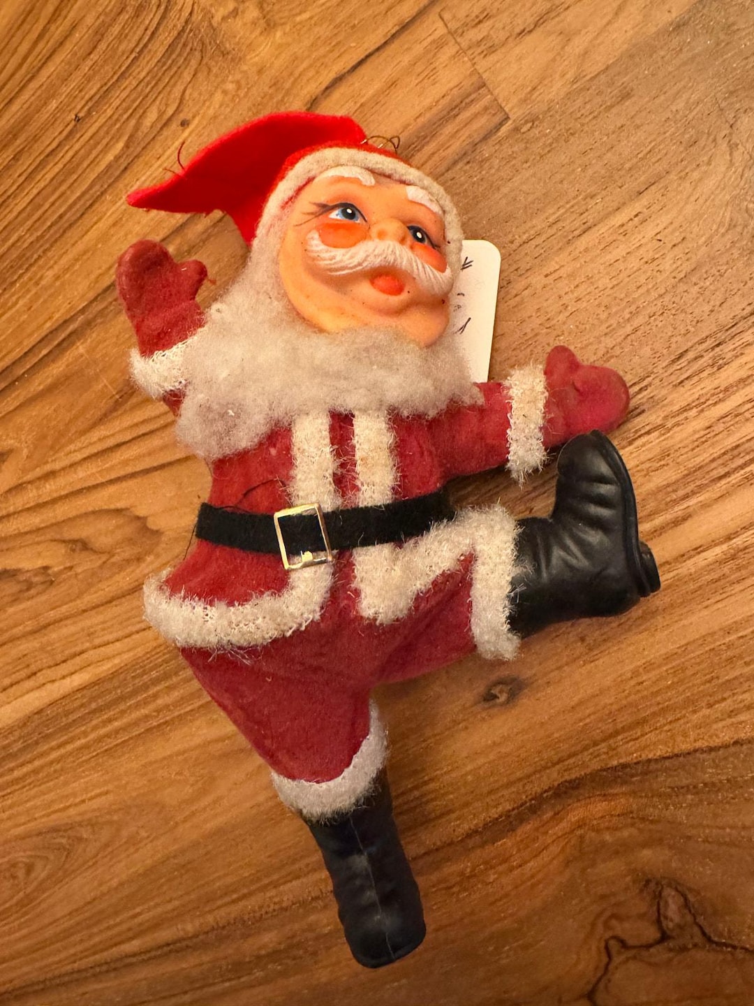 Large Dancing Flocked Santa in Red Suit - Etsy