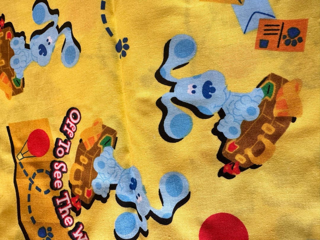 VTG 2004 Blue's Clues Fabric off to See the World Cotton Fabric 44” X ...