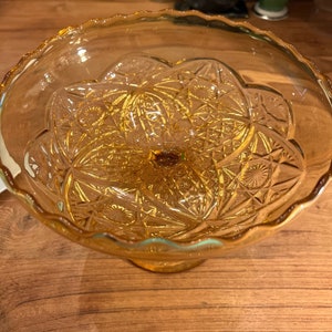 Yellow Depression Glass Pedestal Bowl Candy Dish Scalloped Edge - Etsy