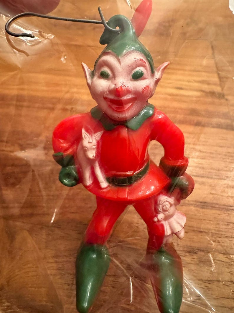 Mid Century Elf Ornament, Plastic Elf, 1950's Christmas Decor - Etsy