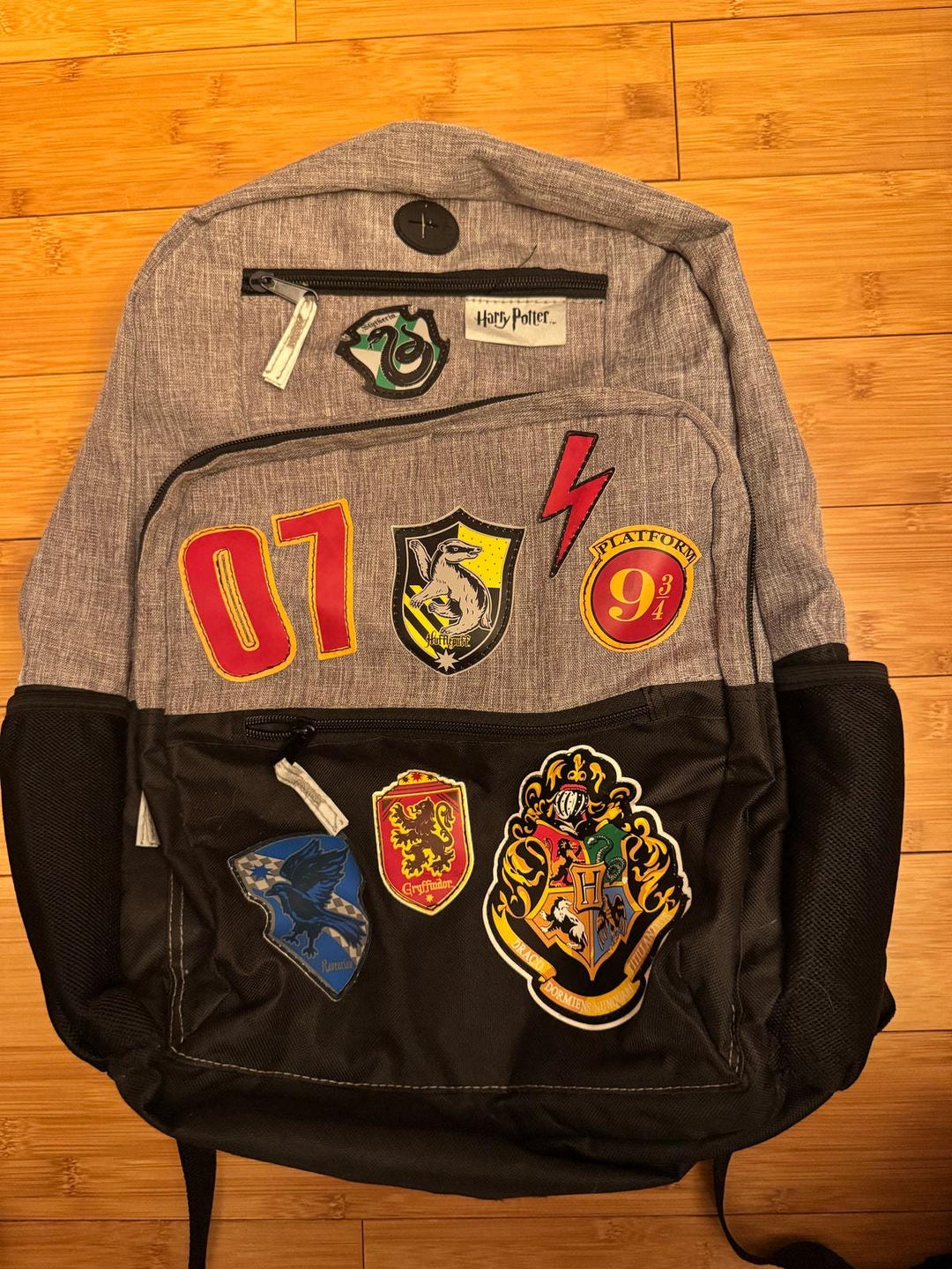 Harry Potter Backpack With Patches, Padded Straps, Multiple Zippered ...
