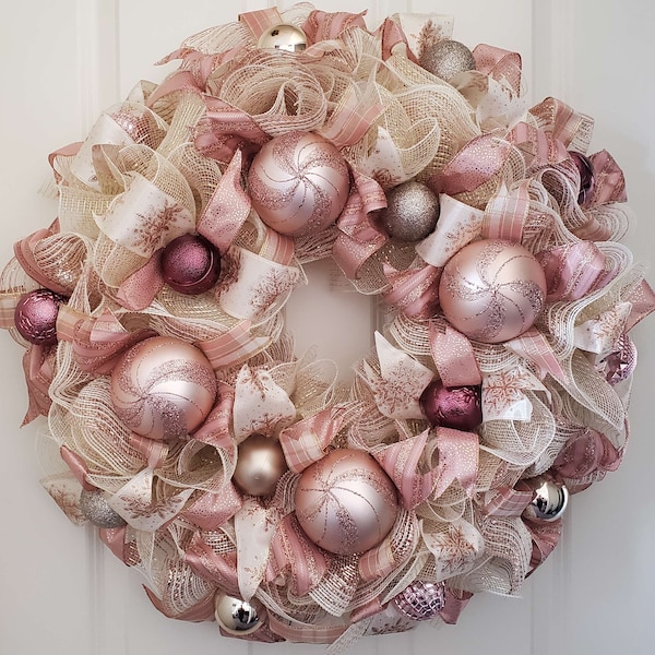 Christmas Wreath Pink - Etsy