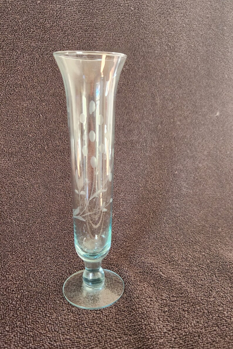 Princess House Baby Blue 8 Tall Bud Vase With Etched Flowers - Etsy