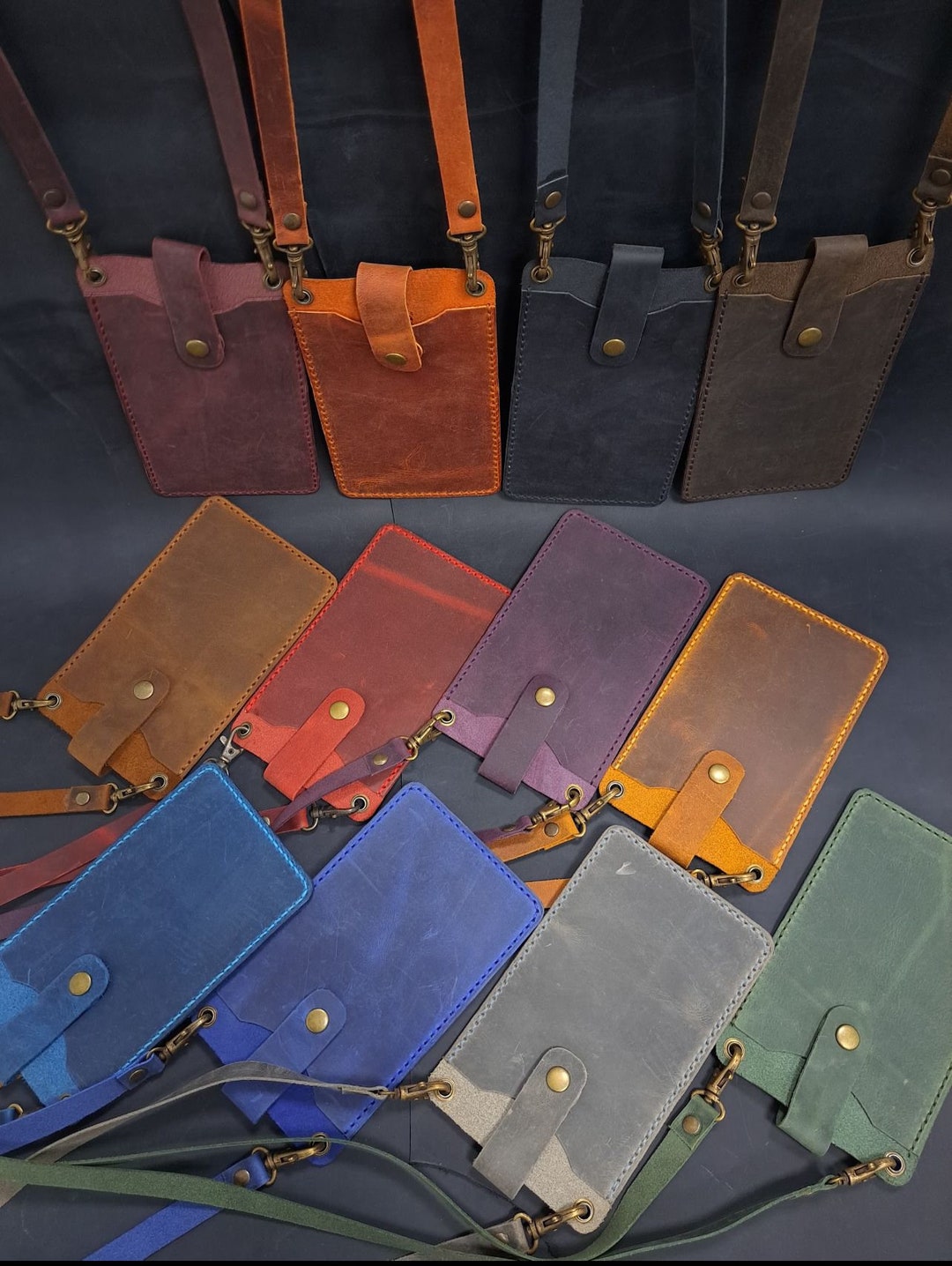 Handmade Genuine Leather Phone Cases With Card Holder - Personalized ...