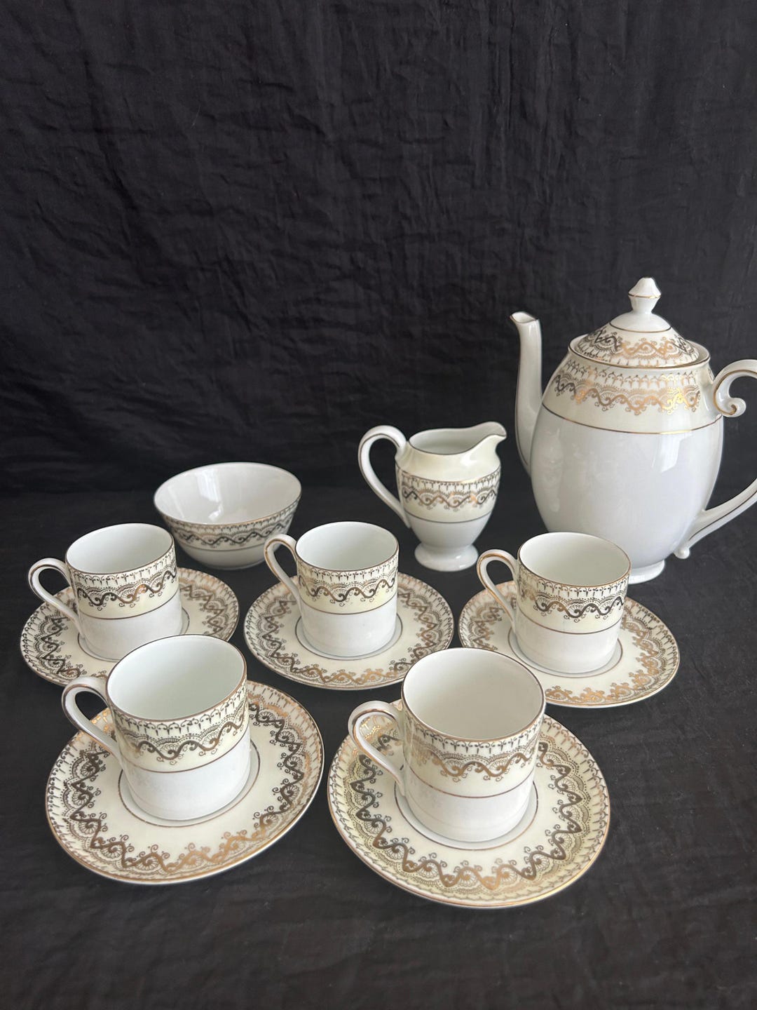 Vintage Czechoslovakia Porcelain Tea Set – 12 Pc Demitasse Coffee Set ...