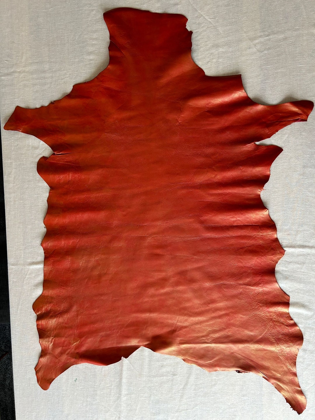 Red Genuine Leather Piece Slightly Shiny for Crafts and Accessory ...