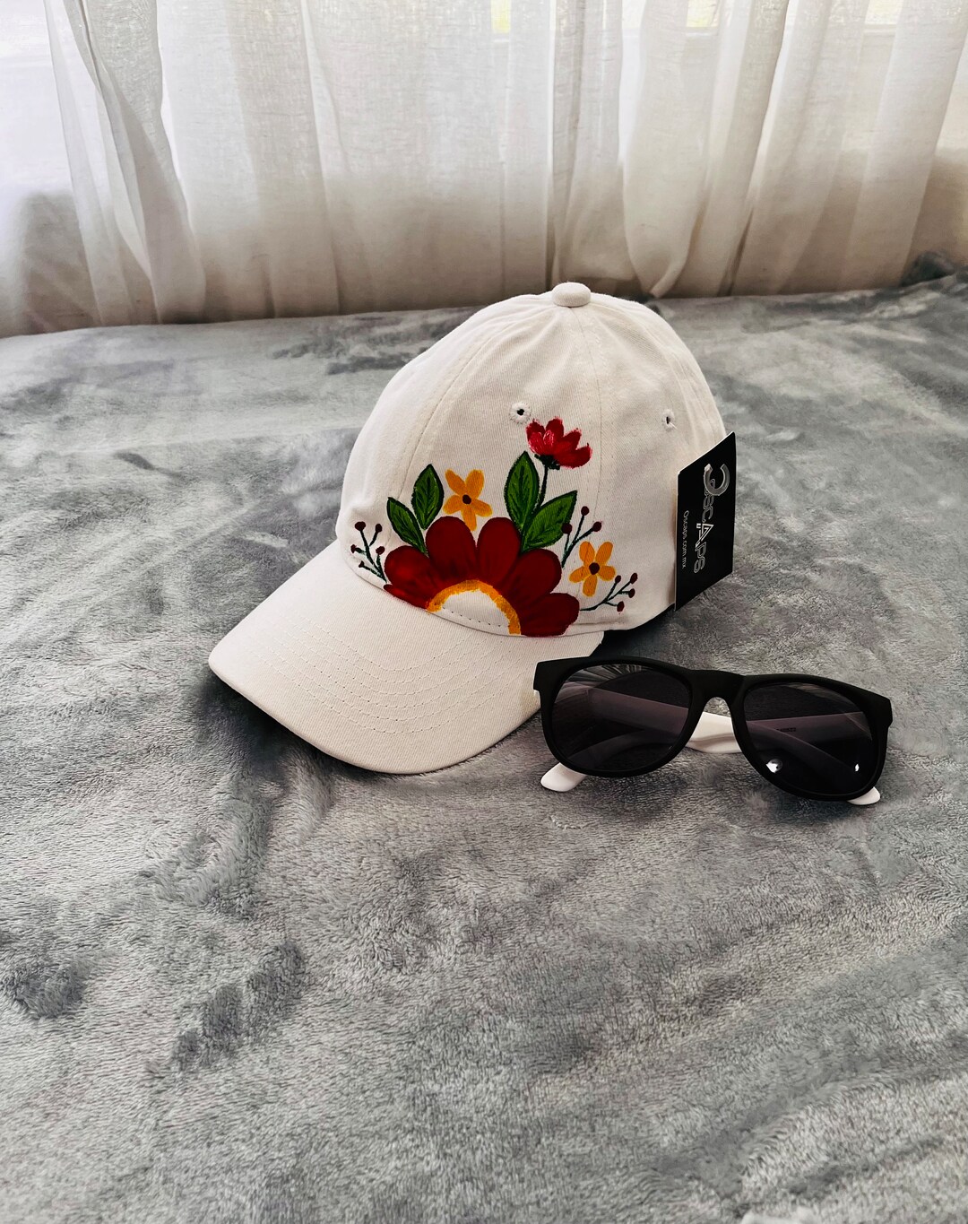Hand Painted Cap, Floral Cap - Etsy