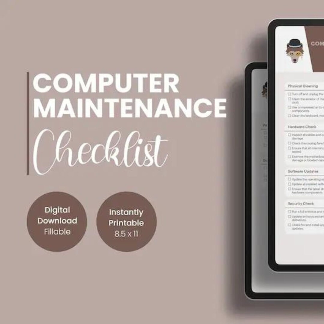 Digital Comprehensive Computer Maintenance Checklist, Performance ...