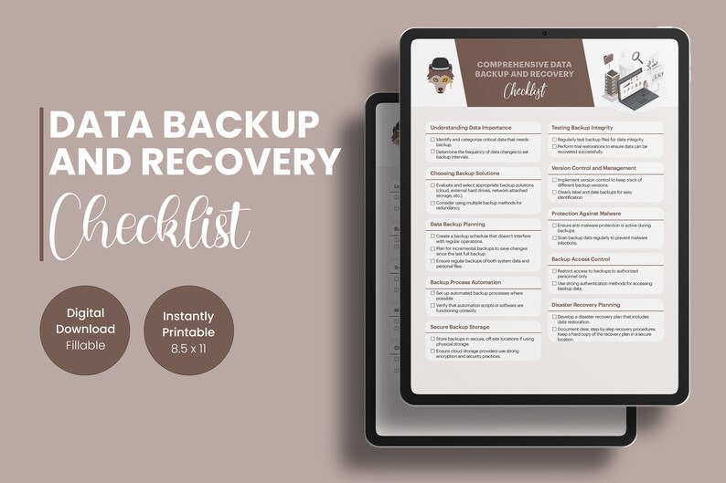 Digital Comprehensive Data Backup & Recovery Checklist, Data Protection ...