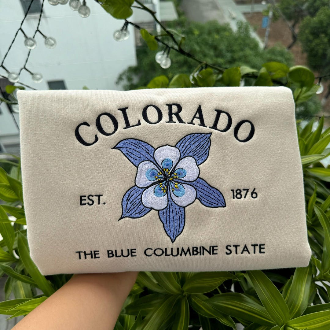 Embroidered Colorado Blue Columbine State Sweatshirt | Custom US State ...
