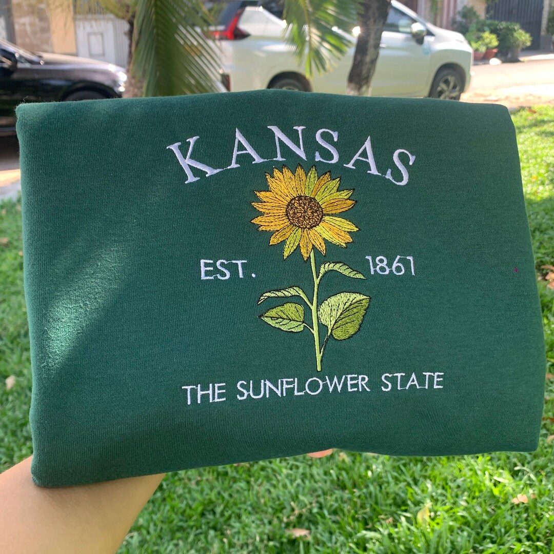 Embroidered Kansas Sunflower State Sweatshirt | Custom US State Flowers ...