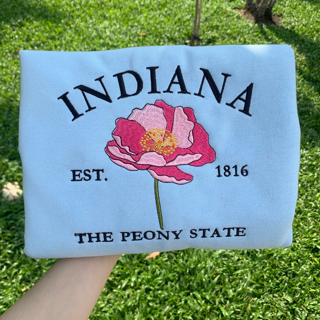 Embroidered Indiana the Peony State Sweatshirt | Custom US State ...