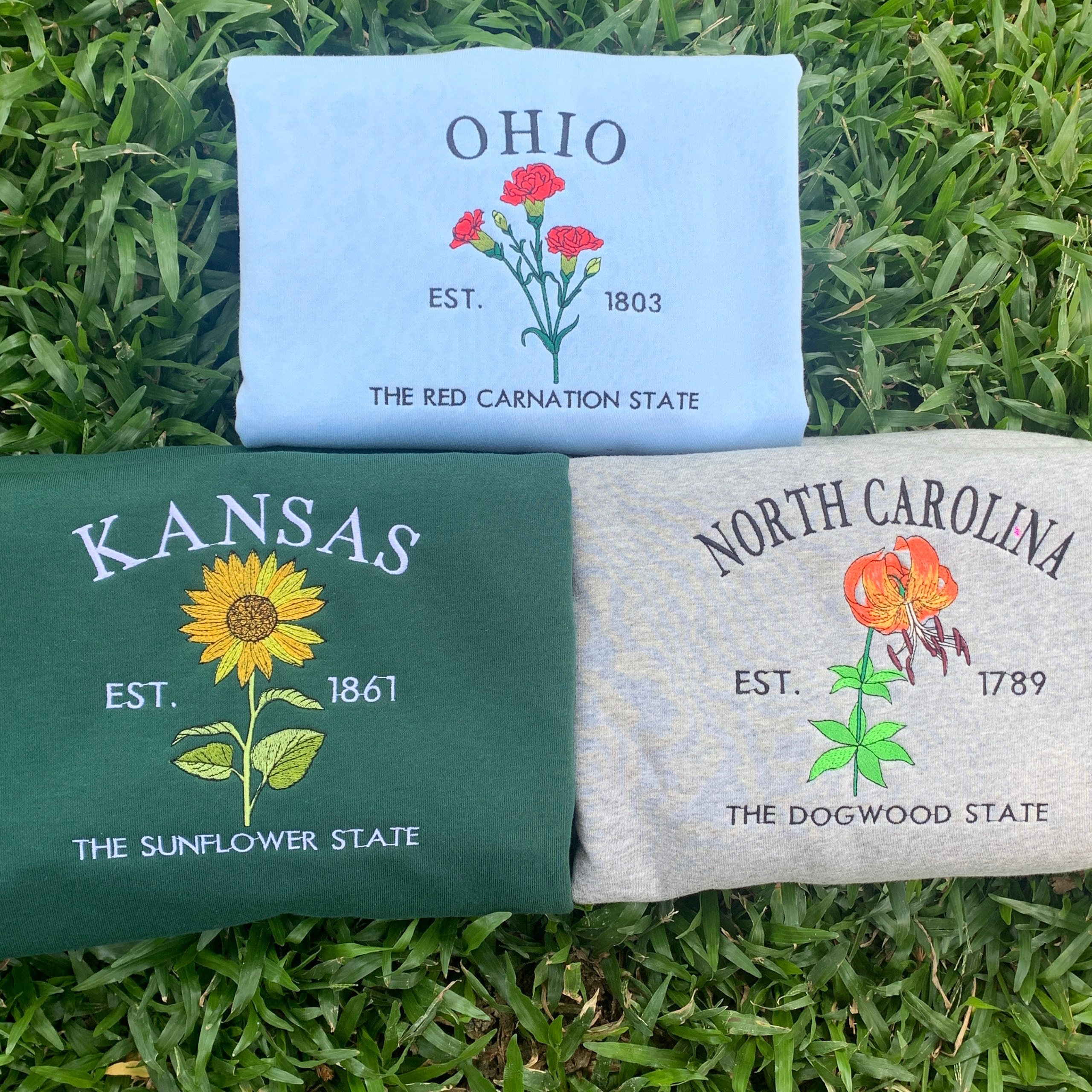Embroidered Ohio Red Carnation State Sweatshirt | Custom US State ...