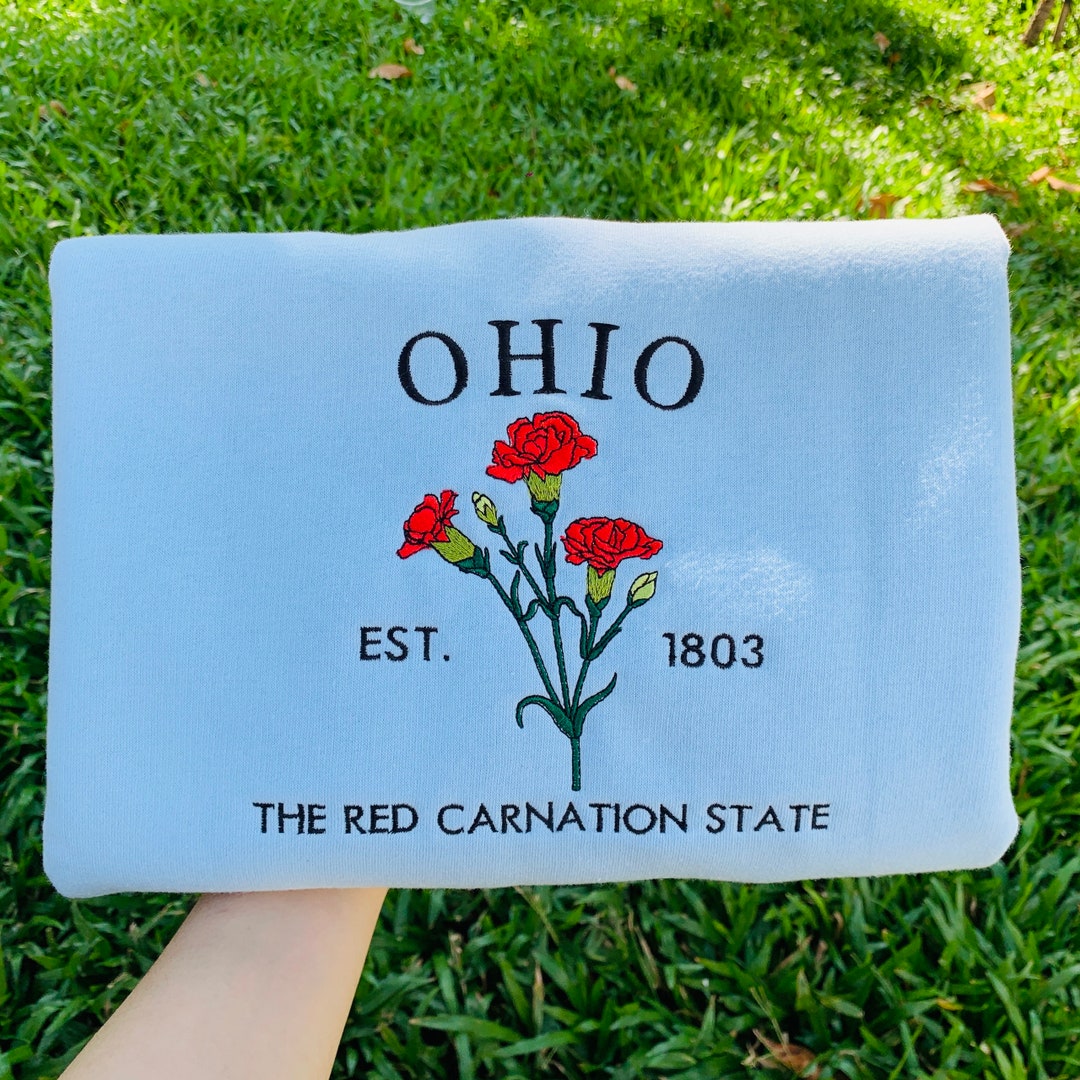 Embroidered Ohio Red Carnation State Sweatshirt | Custom US State ...