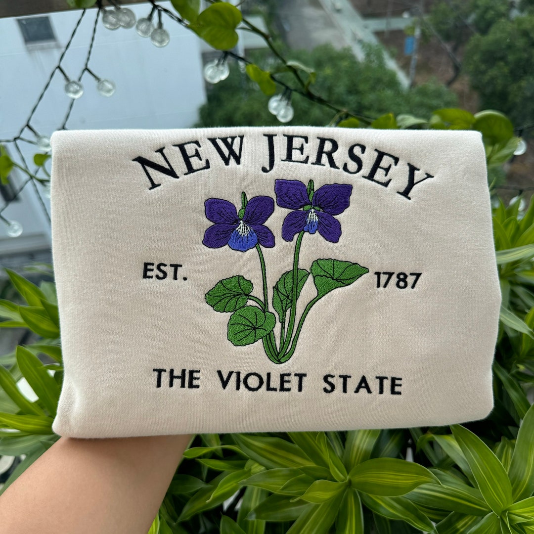 Embroidered New Jersey Violet Sweatshirt | Custom US State Flowers ...