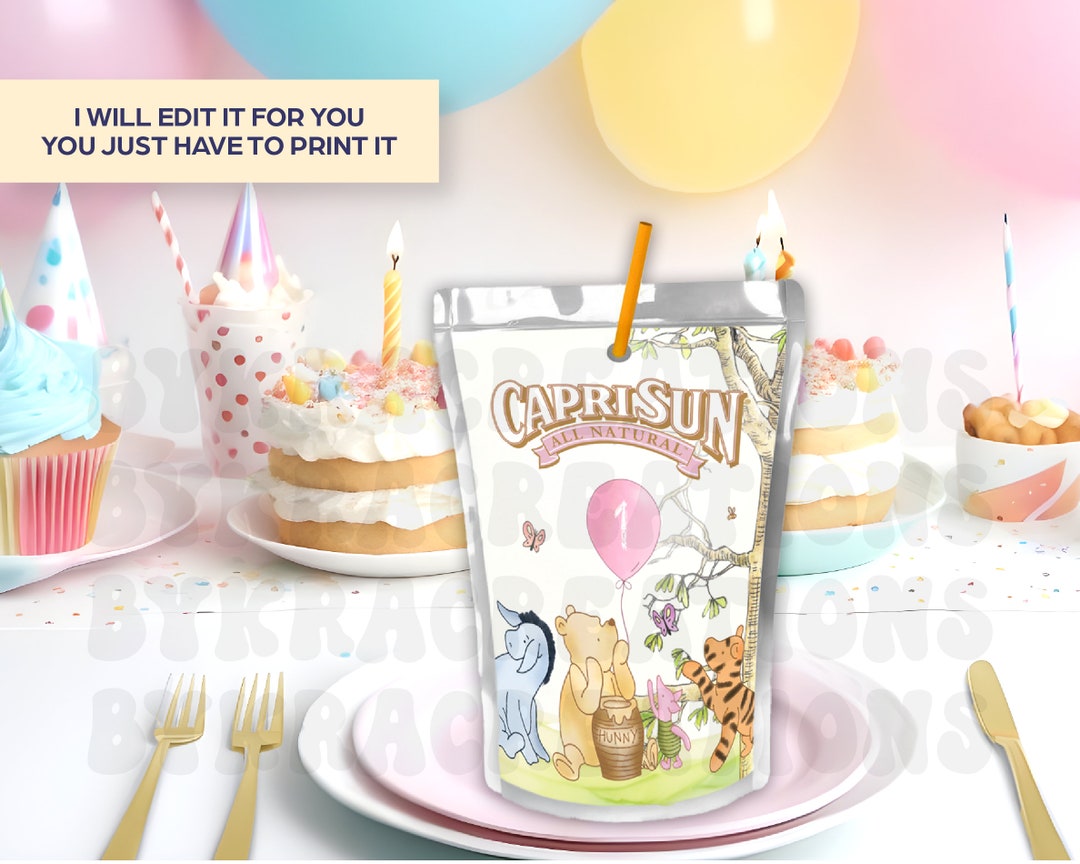 Classic Winnie the Pooh Caprisun Labels Template Winnie the Pooh Birthday Party Favors Printable ...