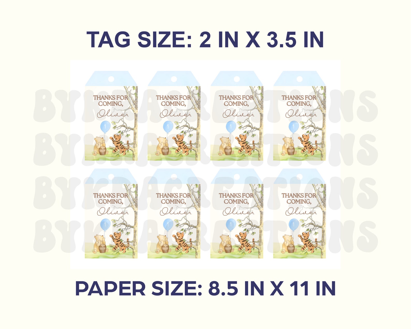 Classic Winnie the Pooh Tags Template Editable Birthday Tags Printable ...