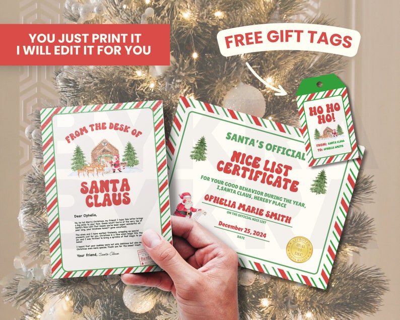 Printable Letter From Santa Bundles, Printable Nice List Certificates ...