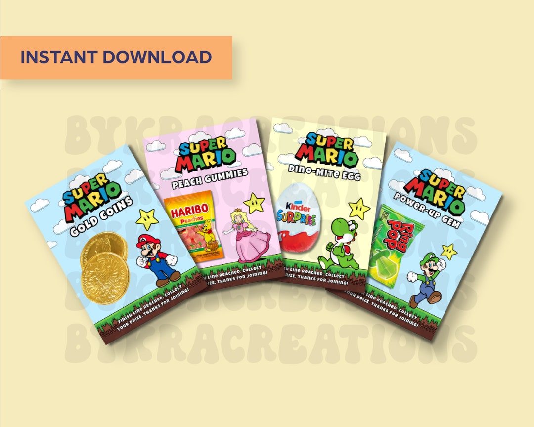 Printable Super Mario Party Favors Super Mario Birthday Party Supplies ...