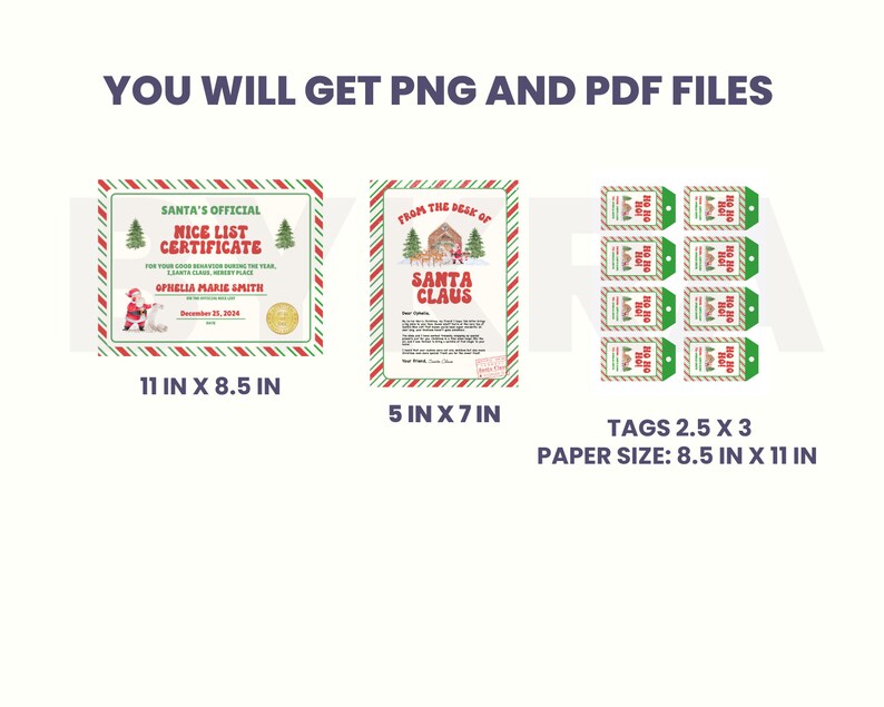 Printable Letter From Santa Bundles, Printable Nice List Certificates ...