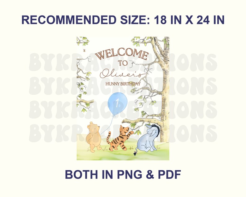 Classic Winnie the Pooh Welcome Sign Template Winnie the Pooh - Etsy