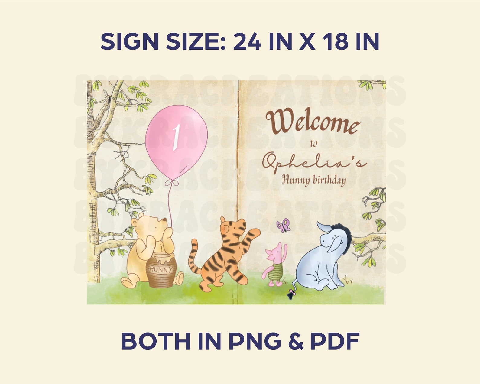Classic Winnie the Pooh Welcome Sign Template Winnie the Pooh Birthday ...