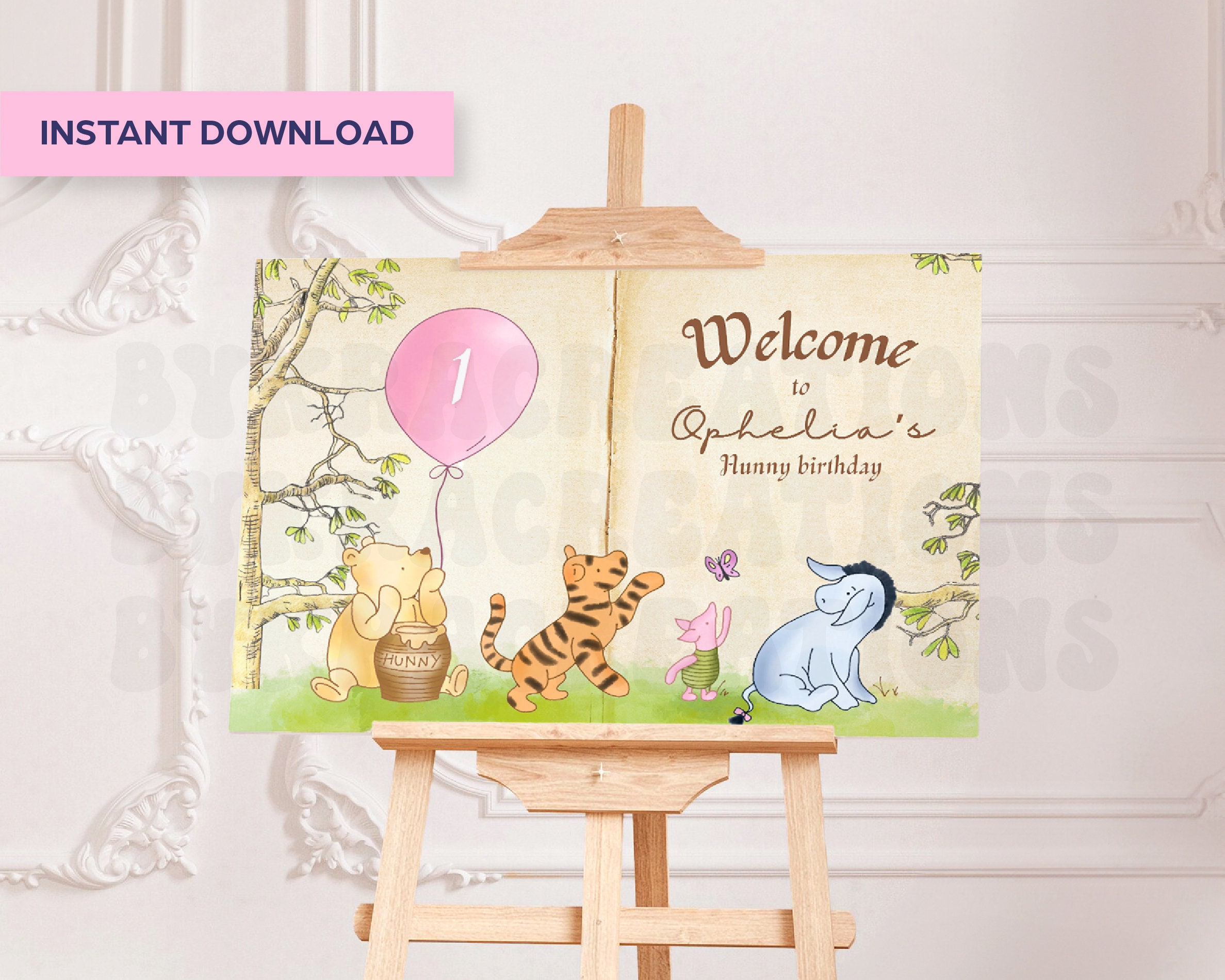 Classic Winnie the Pooh Welcome Sign Template Winnie the Pooh Birthday ...