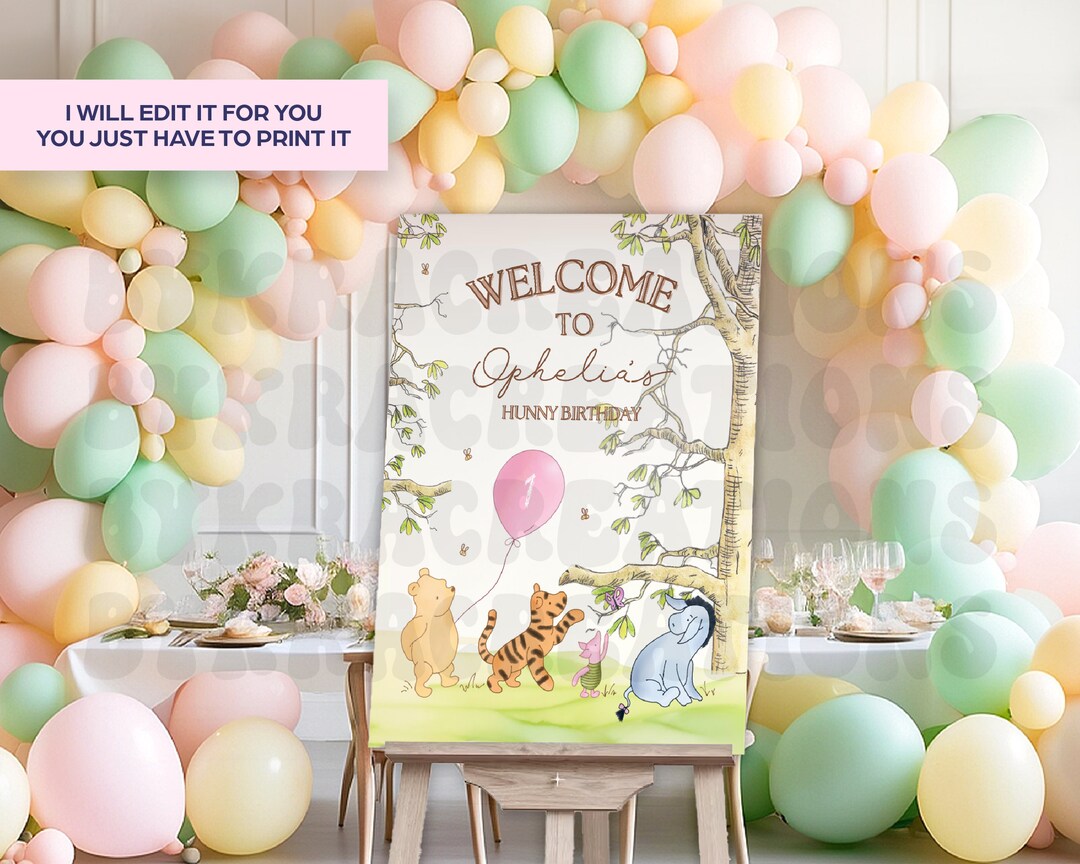 Classic Winnie the Pooh Welcome Sign Template Winnie the Pooh Birthday ...