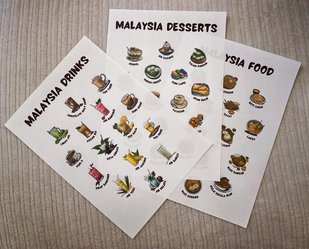 Malaysian Foodie Bundle| Delicious Cuisine Wall Art | Great Gift for ...