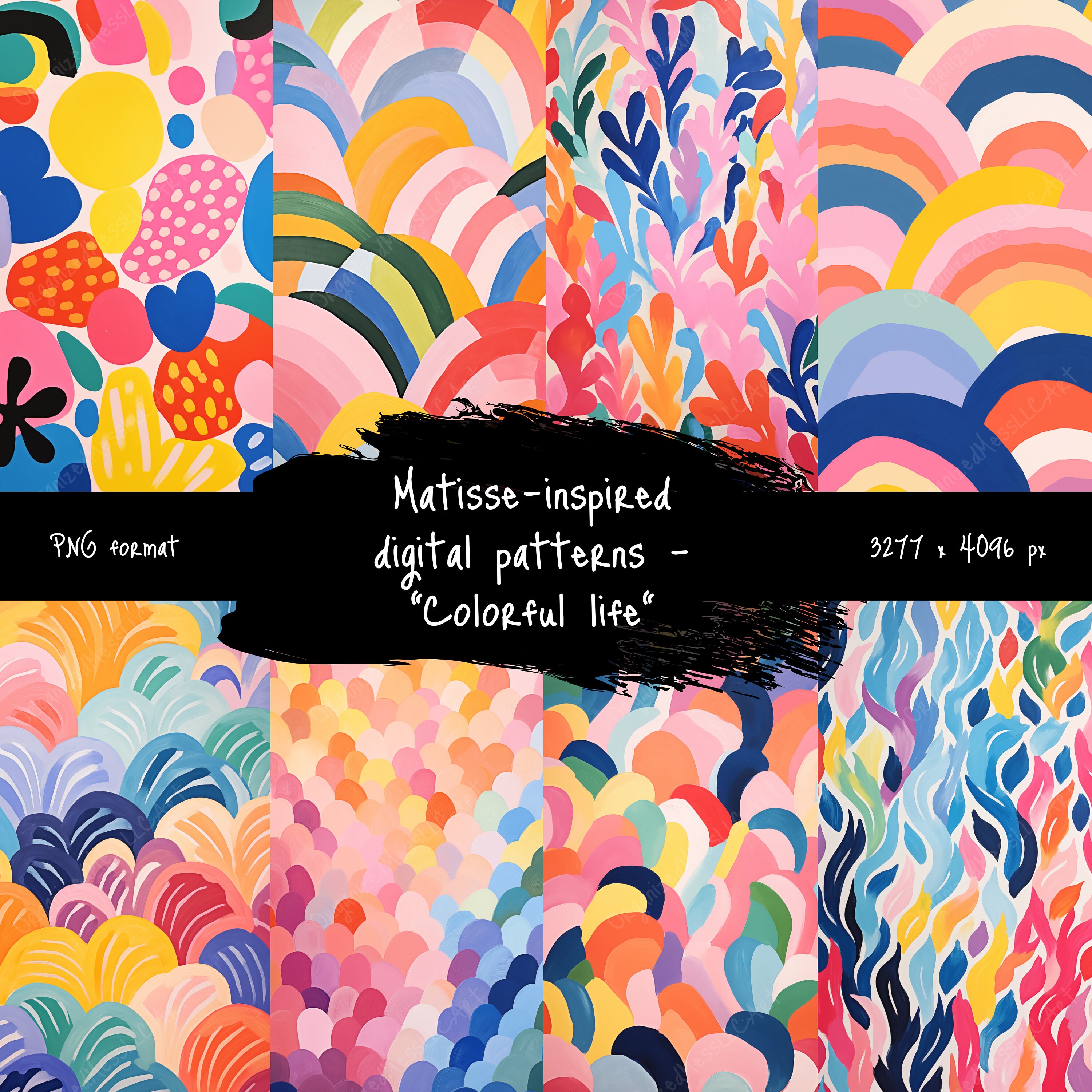 Matisse-inspired Digital Patterns colorful Life, Henri Matisse Poster ...