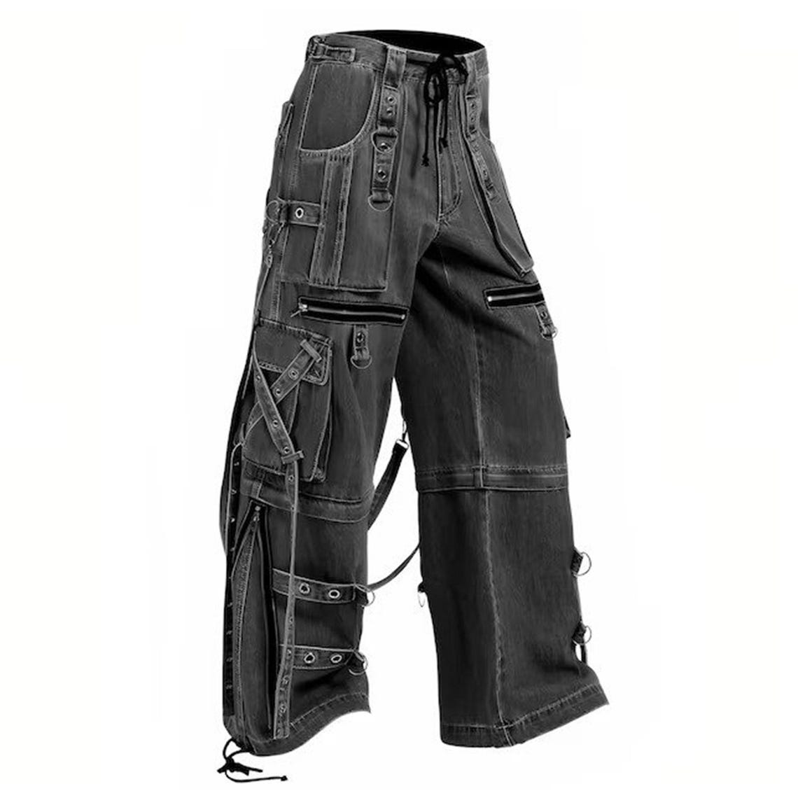 Gothic Jeans, Goth Pants Black Denim, X Strap Black Wash Denim Pant - Etsy