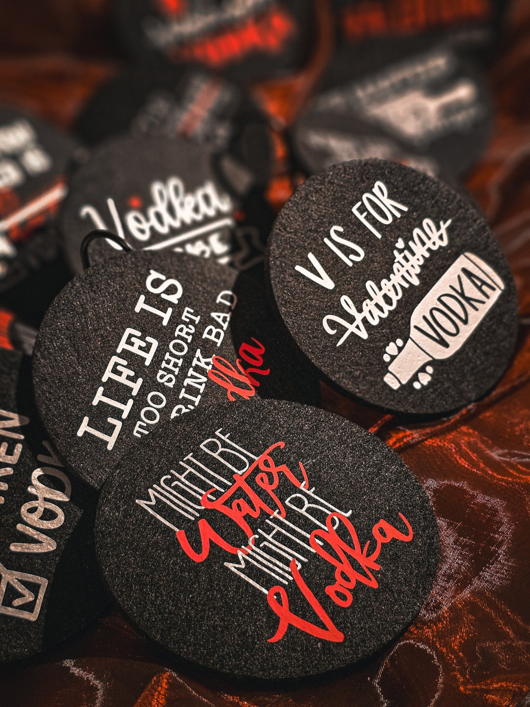 Cheeky Valentine's Day Sayings on 12 Felt Coasters With Metal Frame ...