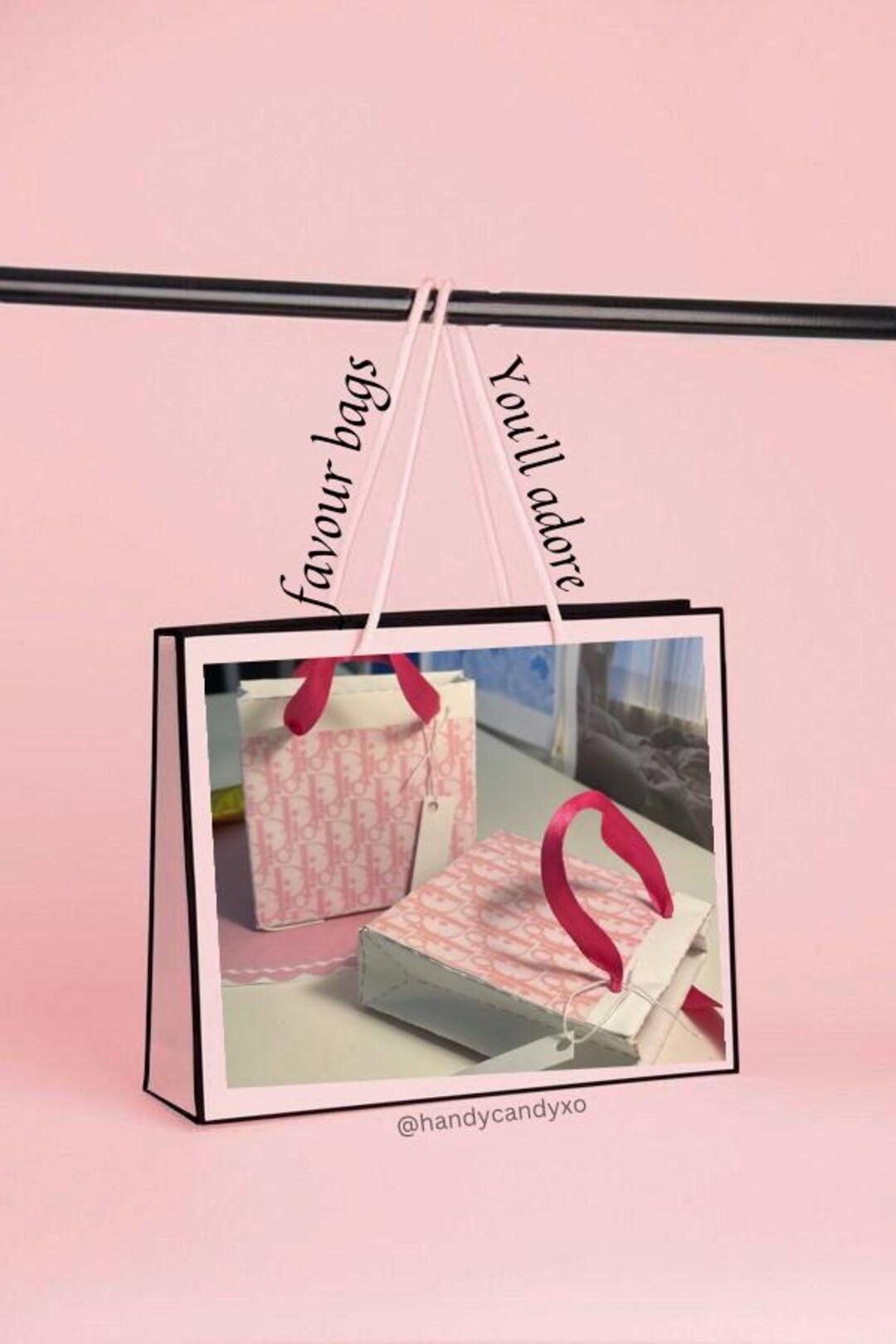 Pink DIOR Theme Digital Printable Favor Bag Design for Birthday Parties ...