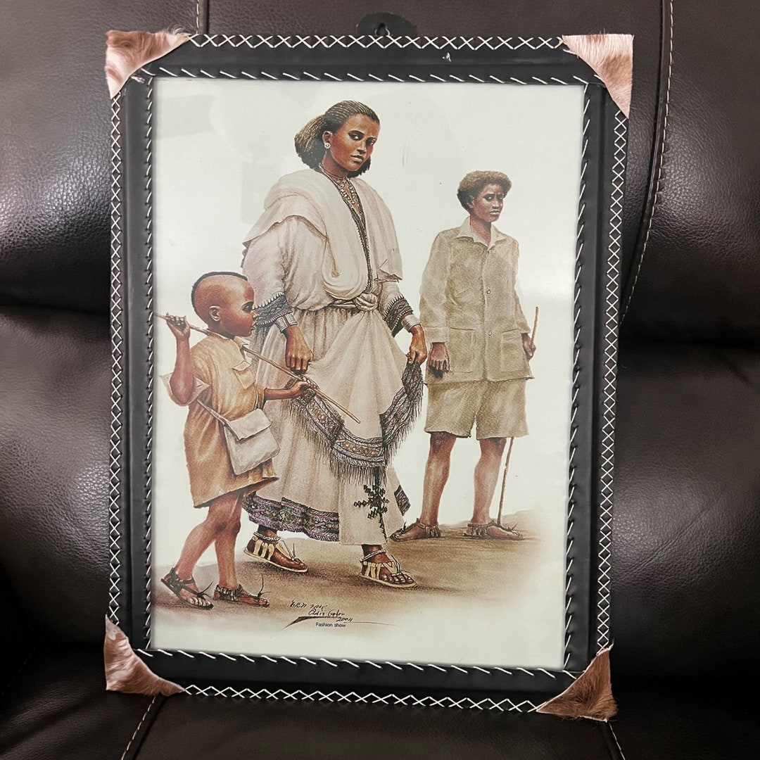 VTG Rare Art Drawing Portrait of an Ethiopian Family Signed by Adis ...