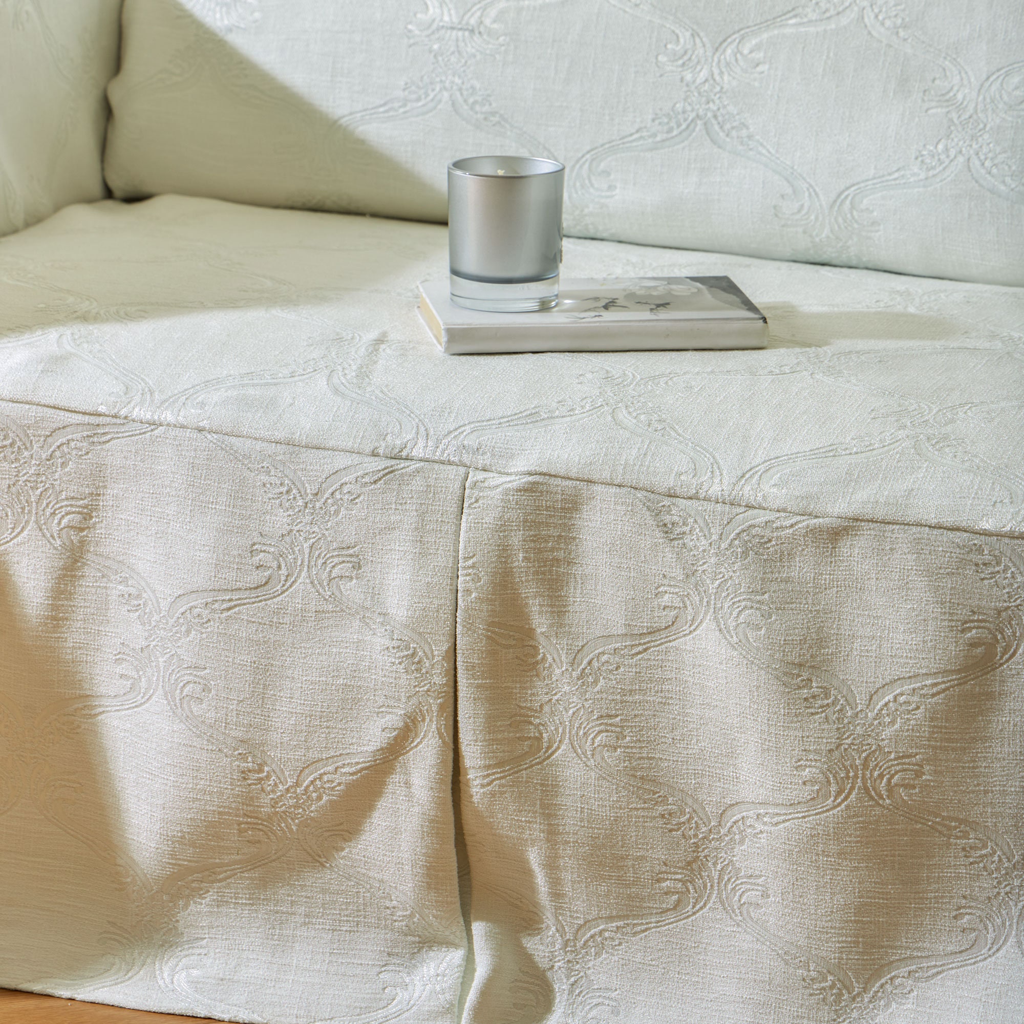 Ivory Elegant French Style Sofa Cover Luxurious Neutral Couch Slipcover ...