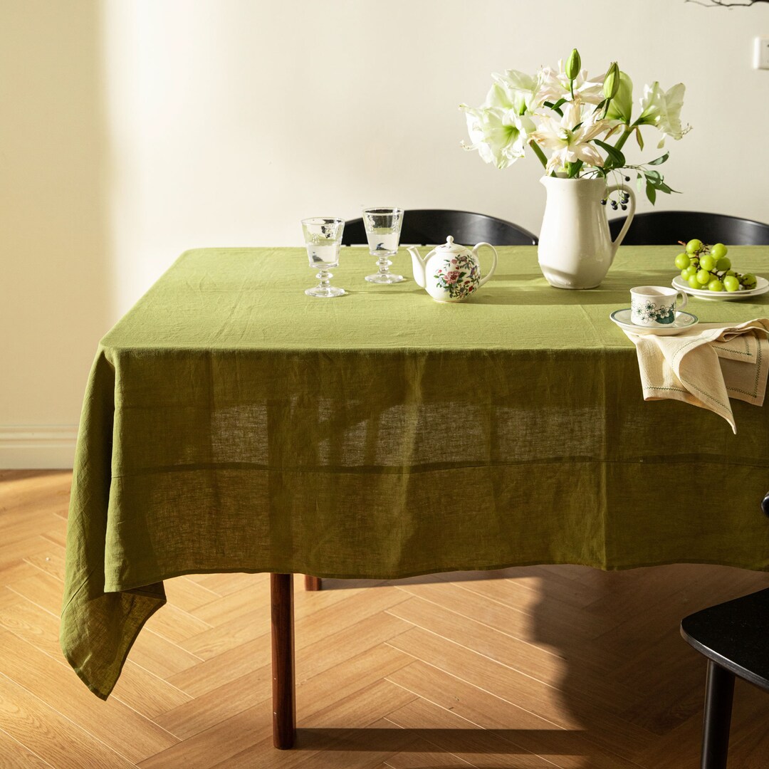 Light Green Linen Tablecloth Outdoor Wedding Tablecloth Custom Size ...
