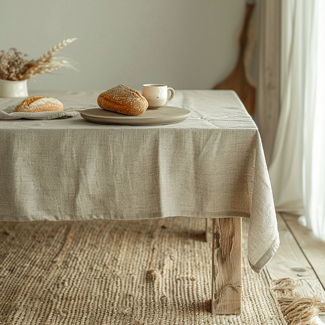 Wrinkle Free Linen Tablecloth / Color&custom Size Options / Round ...