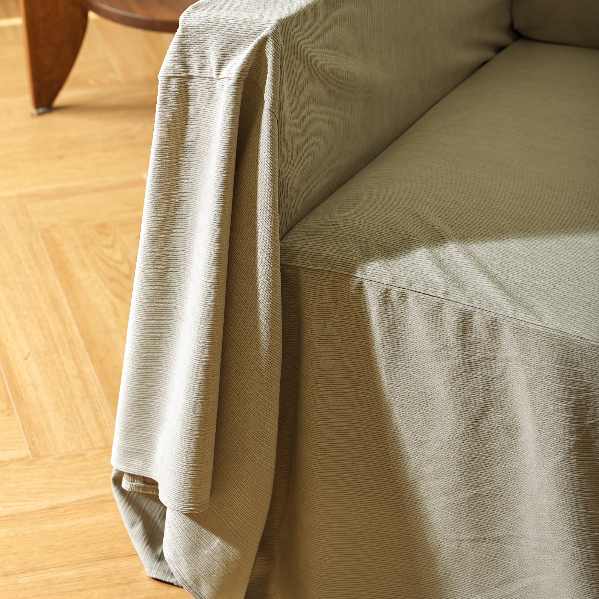 Elegant Light Beige Velvet Sofa Cover Custom Textured Slipcover ...