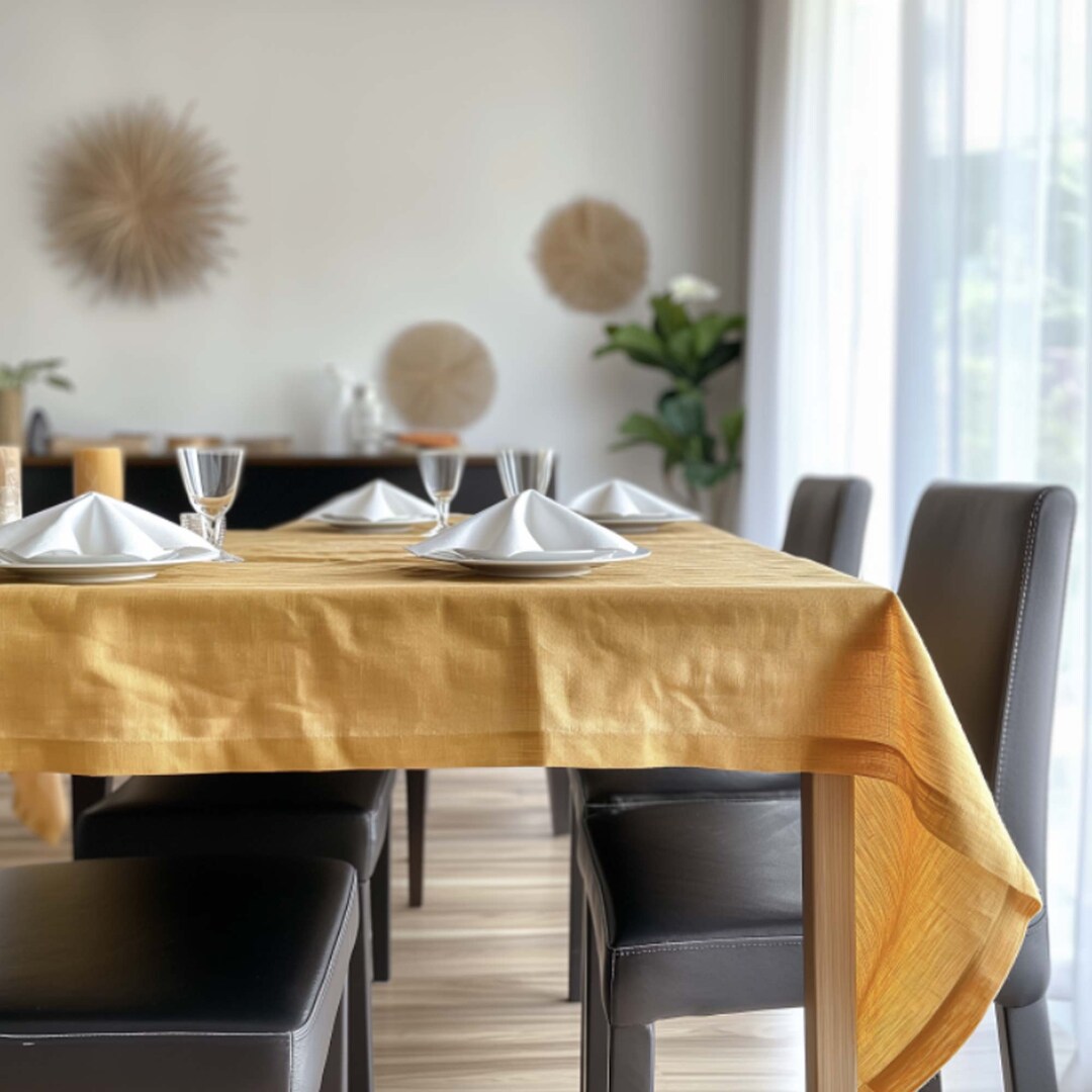 Custom Yellow Linen Tablecloth/elegant Farmhouse Table Decor/handmade ...