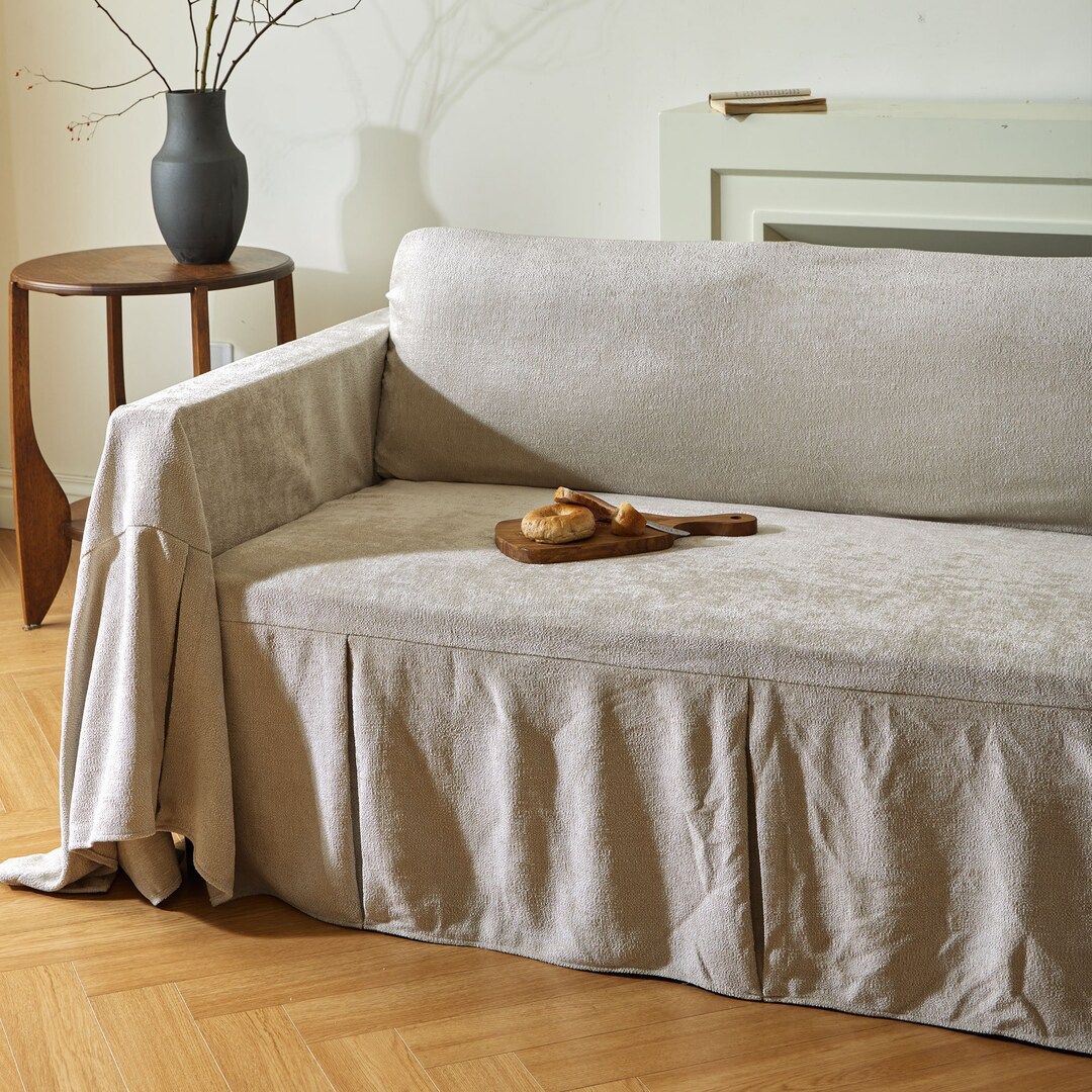 Cloud Sand Solid Soft Sofa Cover Minimalist Pet-friendly Sofa Guard ...
