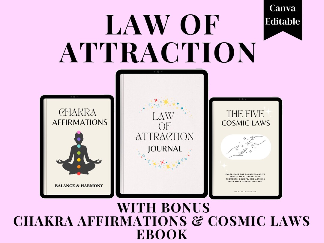 2024 Digital PLR Law of Attraction Journal With Chakra Affirmations & Cosmic Laws Ebook for ...