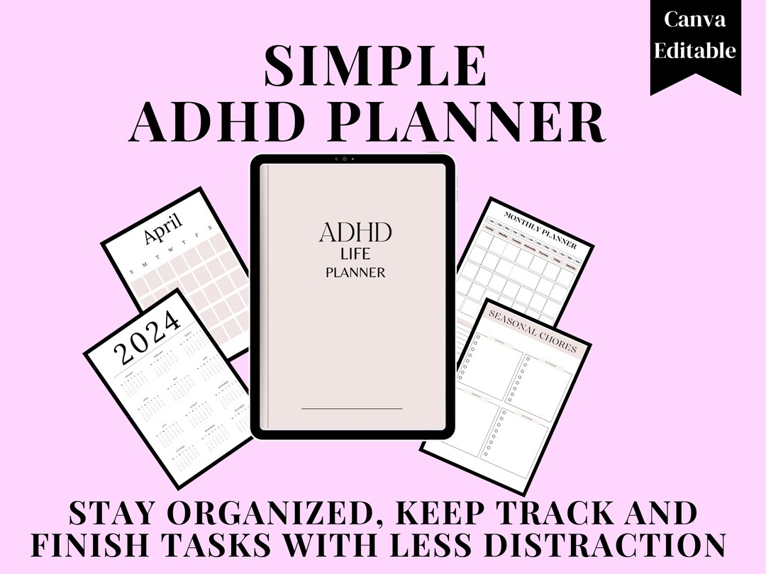 2024 PLR ADHD Life Planner With Calendar Builder, Chores, Self Care and ...