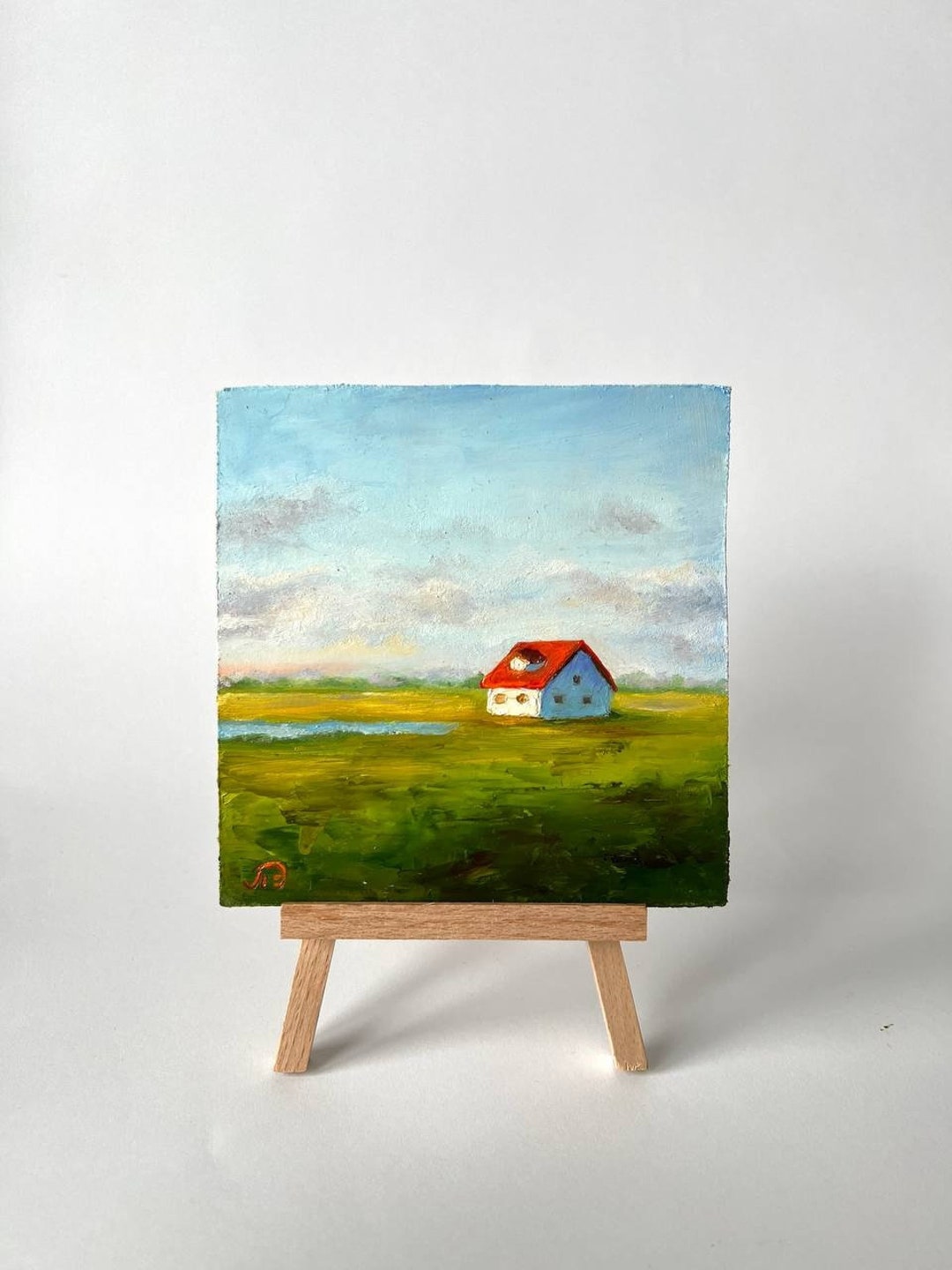 Miniature Oil Painting Small Art Original House Painting Field Painting ...