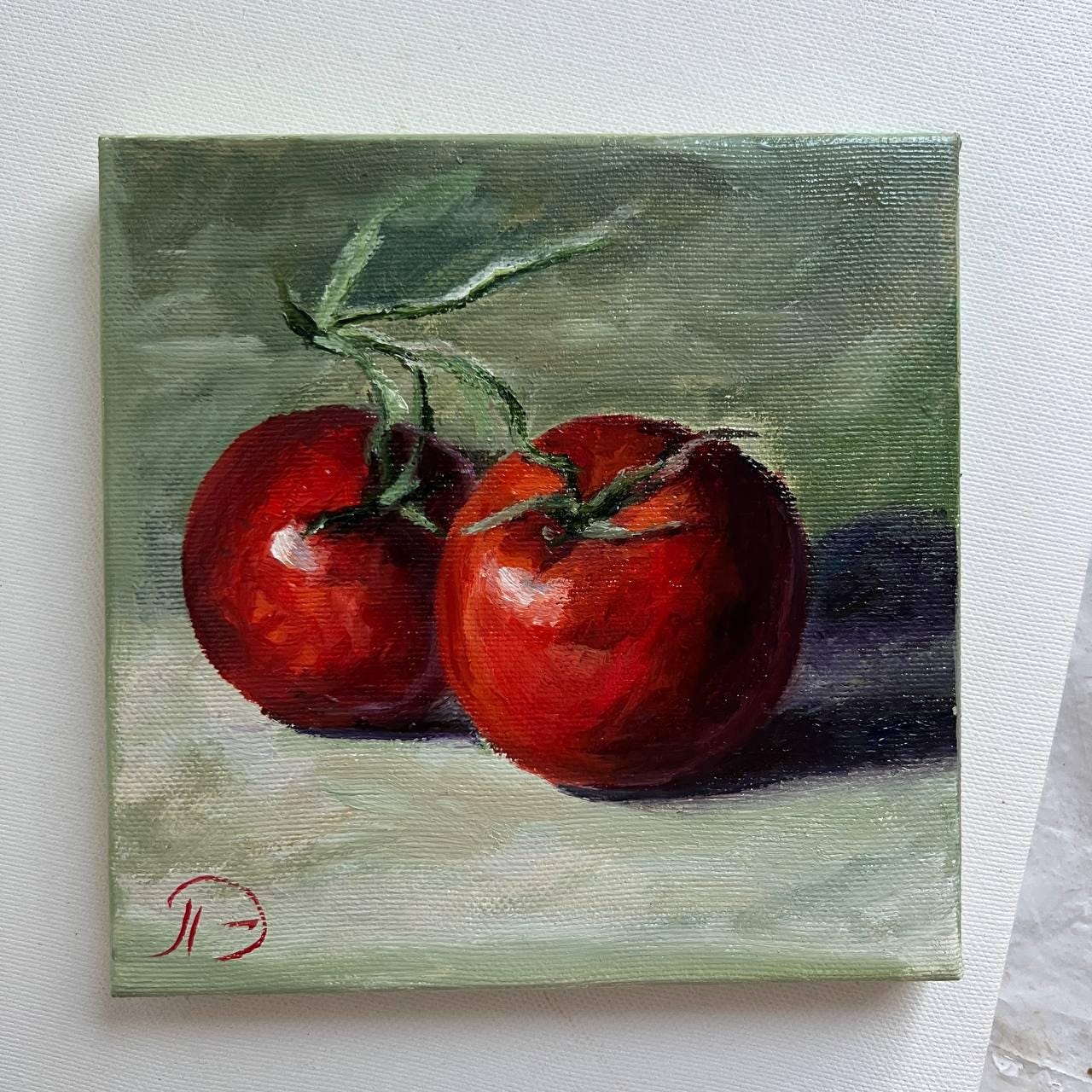 Original Oil Painting on Canvas Tomato Kitchen Decor Small Painting ...