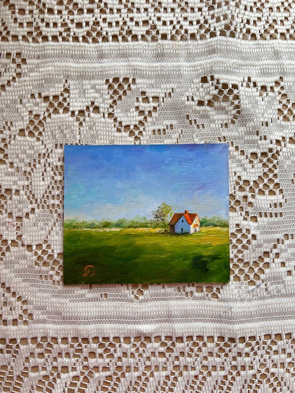 Miniature Oil Painting Original Summer Tiny 4x5 House Painting Field ...