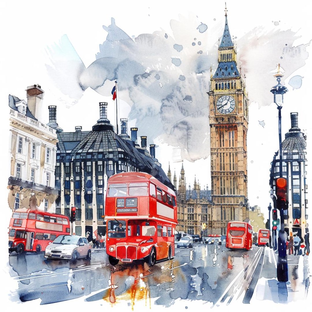 16 Watercolor London Images PNG Clipart - Etsy