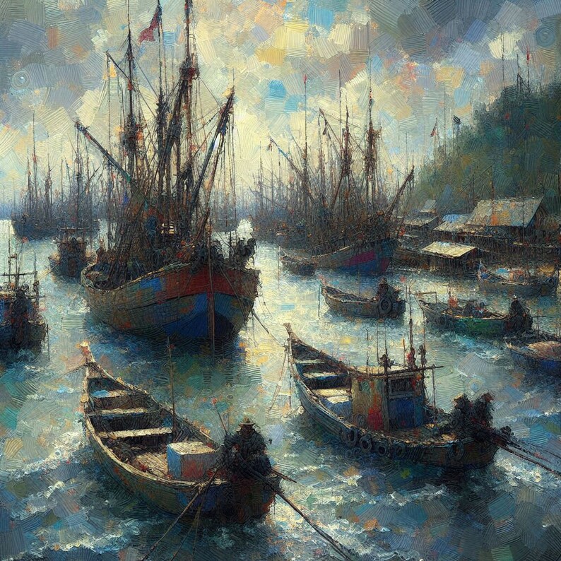 48 Images of Impressionism Fishing Boats JPG - Etsy