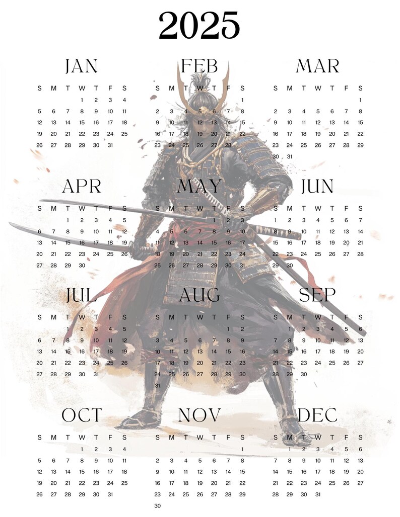 11 Calendars 2025 Samurai PNG Clipart - Etsy