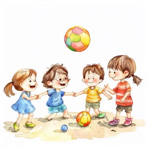 32 Images of Children Playing Watercolor PNG Clipart - Etsy UK