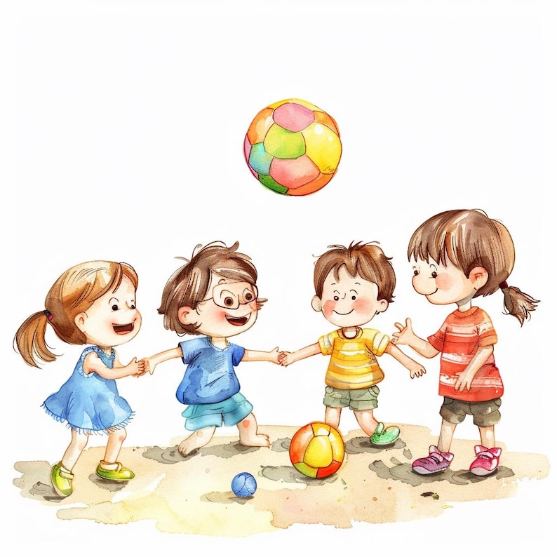 32 Images of Children Playing Watercolor PNG Clipart - Etsy UK